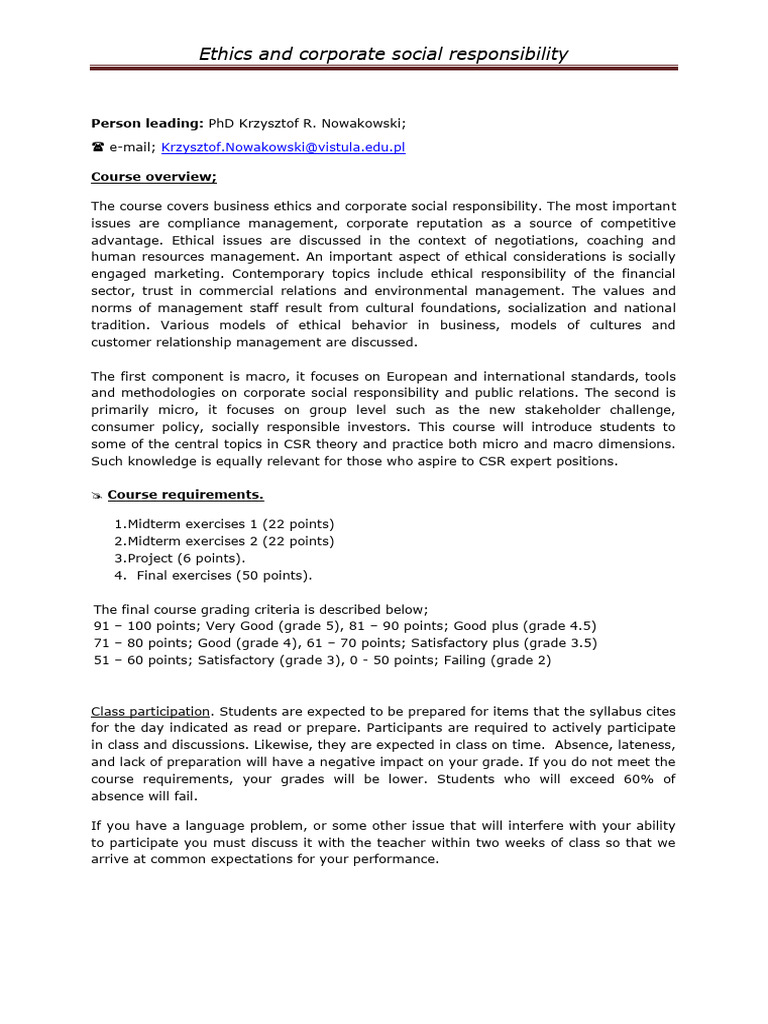 2024 - Ethics and Corporate Social Responsibility - LECTURE | PDF ...