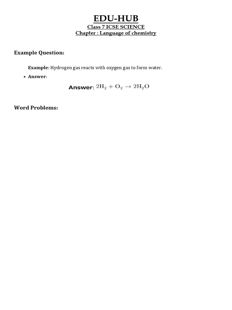 Class 7 Icse Chem Chemical Reaction Worksheet | PDF