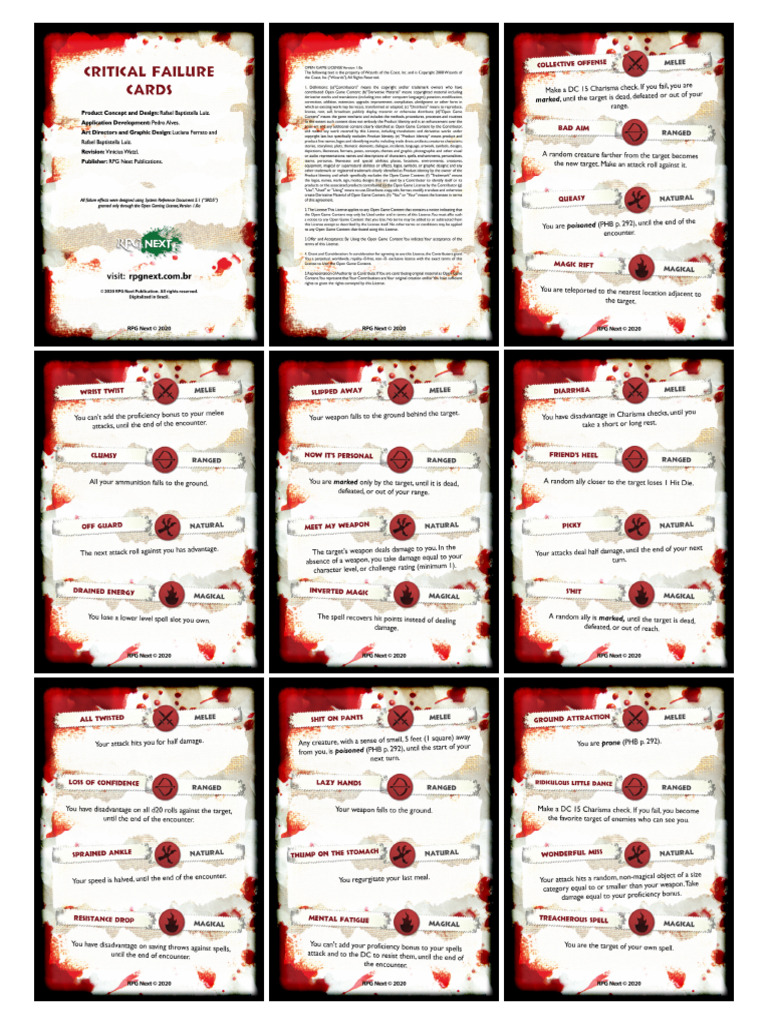 Critical Failure Cards Printing | PDF