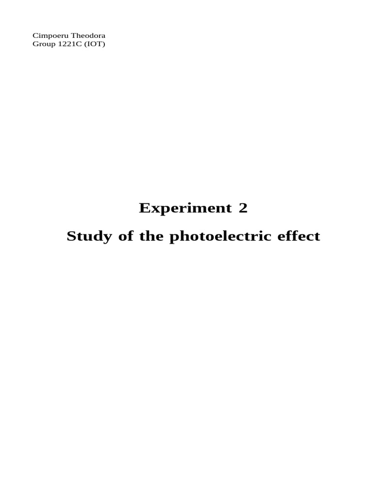 Study of The Photoelectric Experiment | PDF | Photoelectric Effect ...
