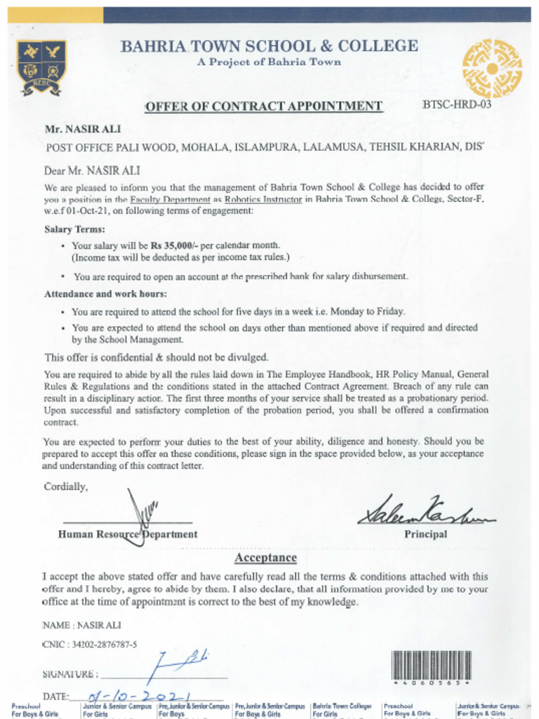 Experience Letters From Pakistan | PDF