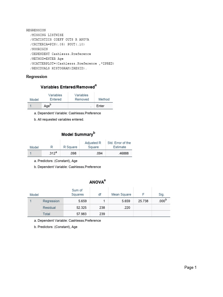age and preference | PDF | Errors And Residuals | Regression Analysis