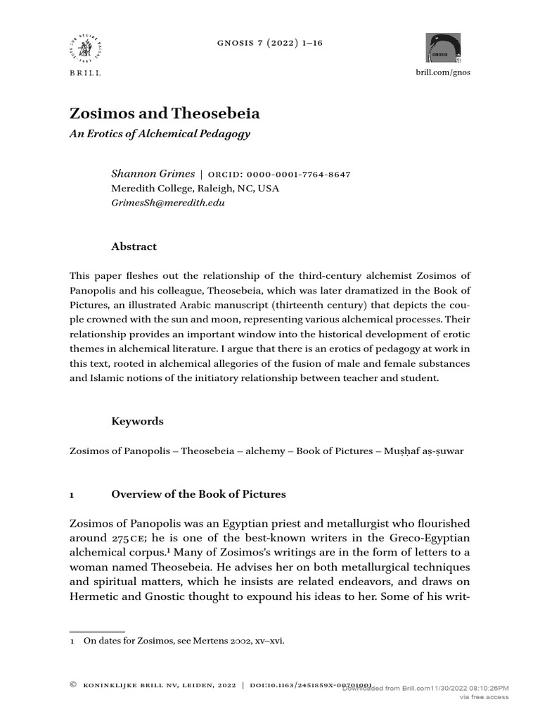 Zosimos and Theosebeia's Alchemical Bond | PDF | Alchemy
