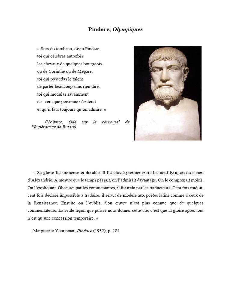 Pindare Et Les Jeux Documents | PDF