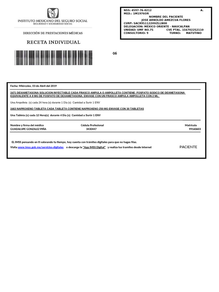 Receta IMSS Editable | PDF