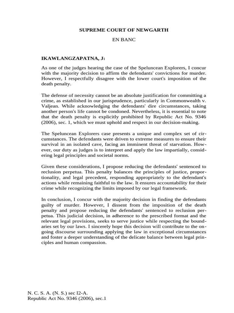 Supreme Court Ruling on Speluncean Case | PDF