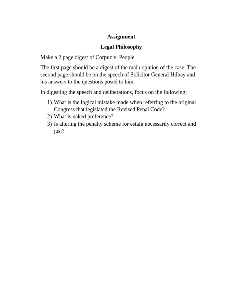 Legal Philosophy Assignment | PDF