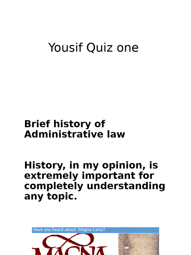 Admi Yousif Quiz One | PDF | Separation Of Powers | Criminal Procedure