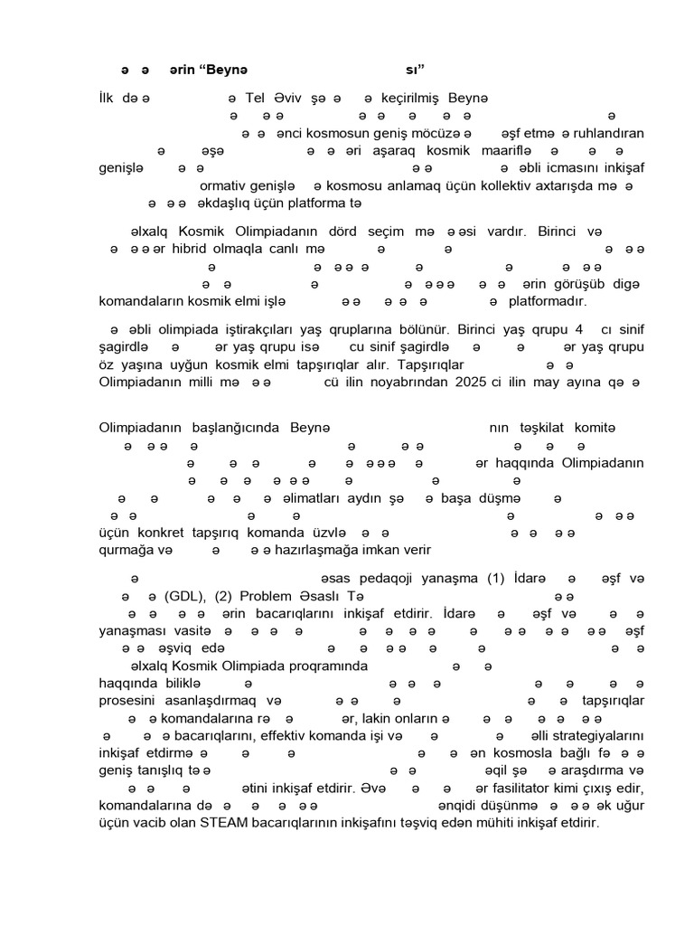 Beynəlxalq Kosmik Olimpiada | PDF