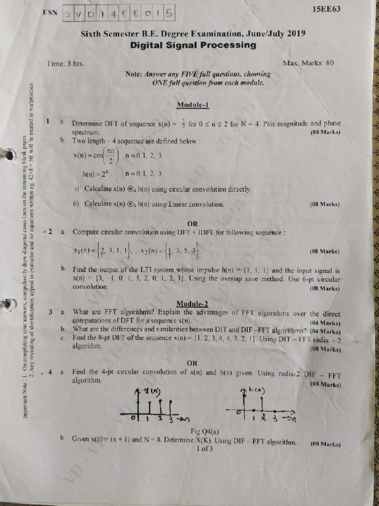 Question Paper and Solution for DSP 18EE63 | PDF