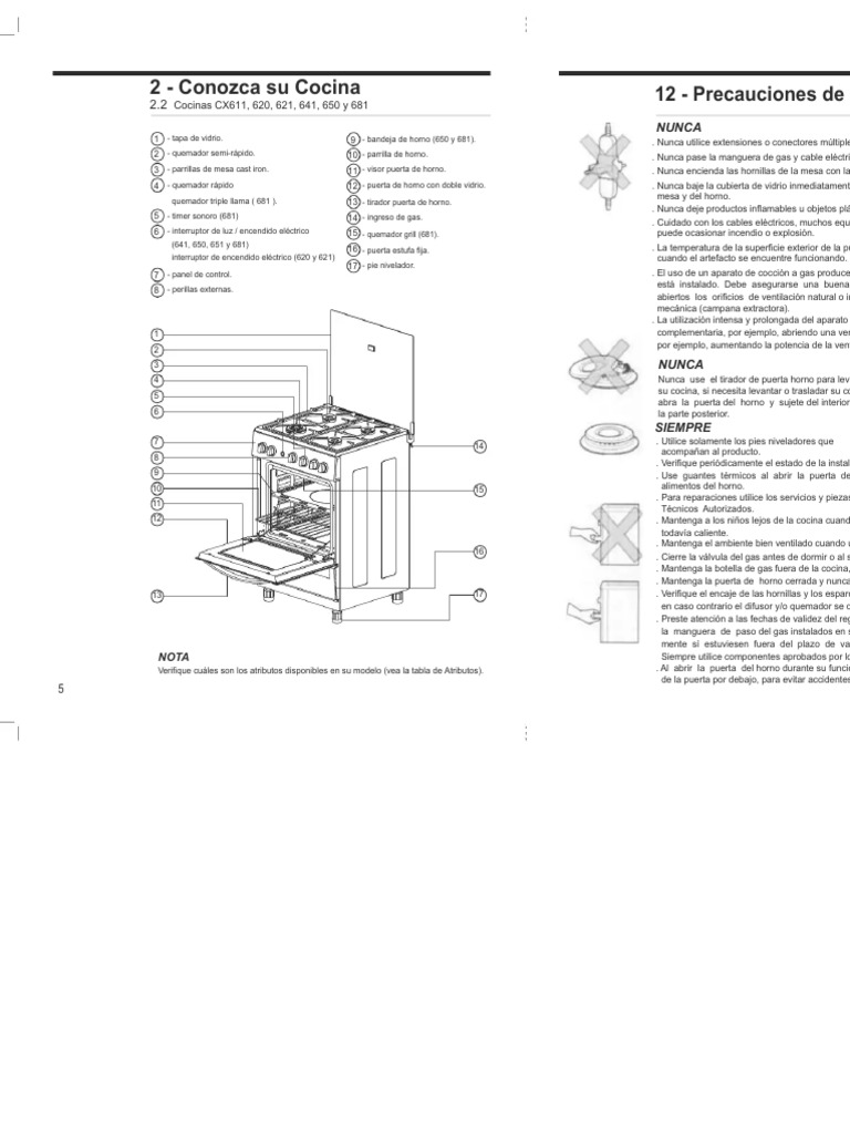 2 - Conozca Su Cocina - Coldex CX641 Manual | PDF | Estufa de cocina