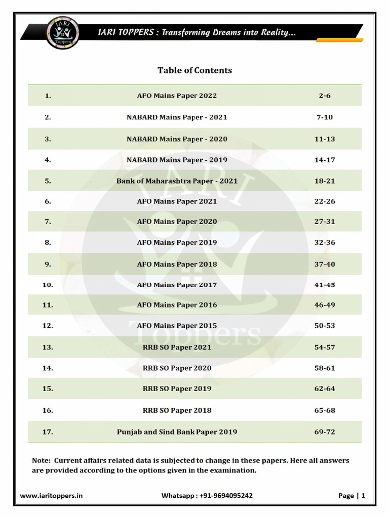 OLD Papers by IARI Toppers | PDF
