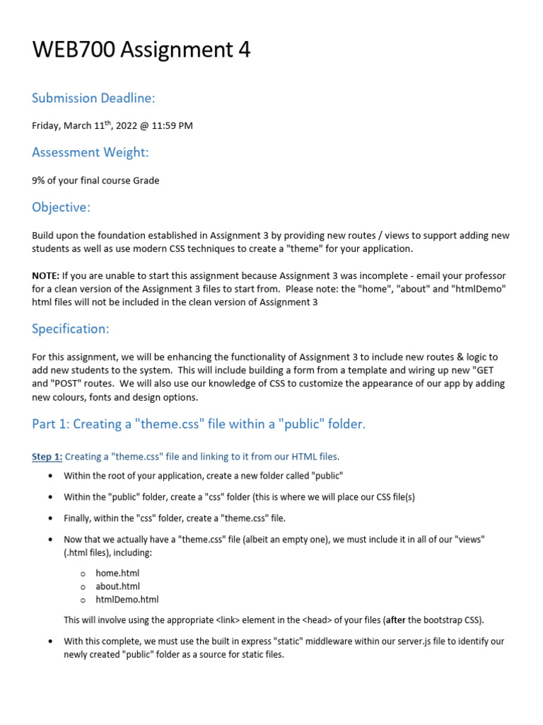WEB700 Assignment 4 | PDF | Html Element | Html