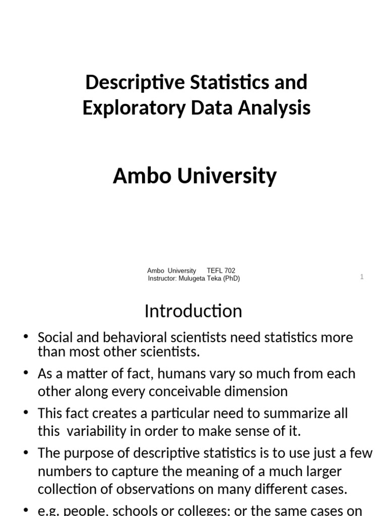 17 A Introduction To Descriptive Statistics and Exploratory Data Analysis | PDF | Statistics | Mean