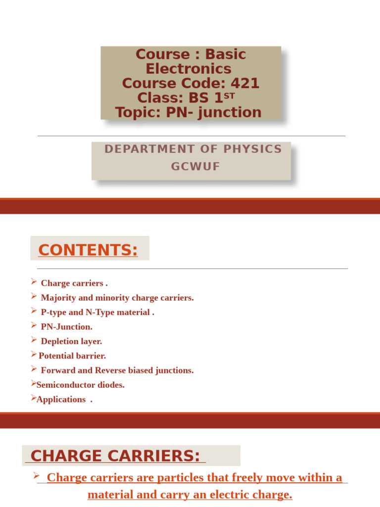 BS 1st PPT 5 PN JUNCTION | PDF | P–N Junction | Semiconductors
