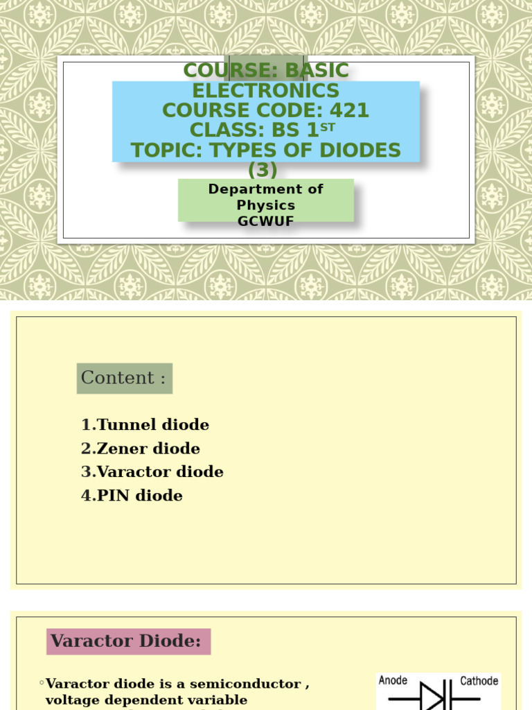 Types of Diodes Explained | PDF | Diode | P–N Junction