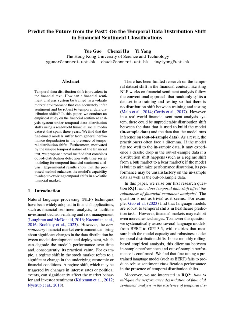 Predict The Future From The Past? On The Temporal Data Distribution Shift in Financial Sentiment ...