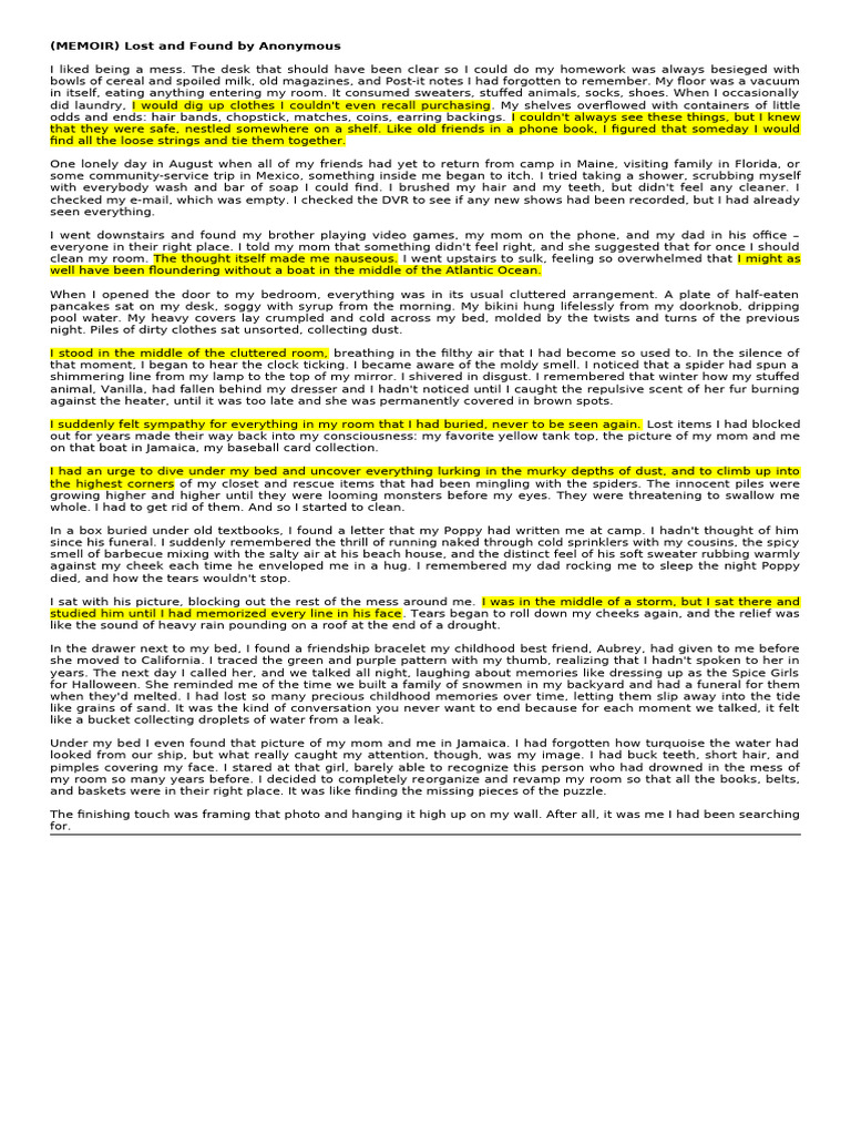 Memoir Anonymous | PDF