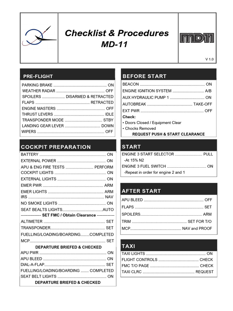 MD 11 Checklist | PDF | Aviation | Aircraft