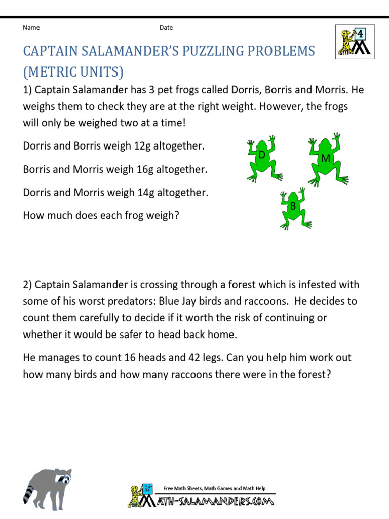 Captain Salamander's Math Puzzles | PDF
