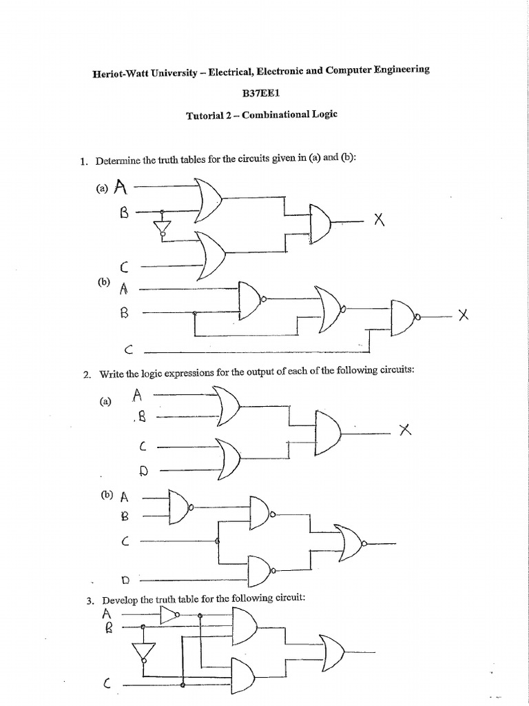 Tutorial 2 (Boolean Algebra and Logic Gates) | PDF
