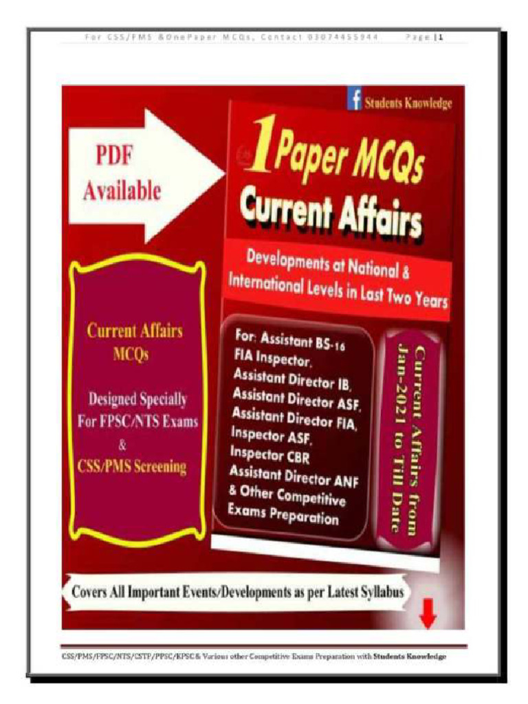 Current Affairs - 2021-22-23 | PDF