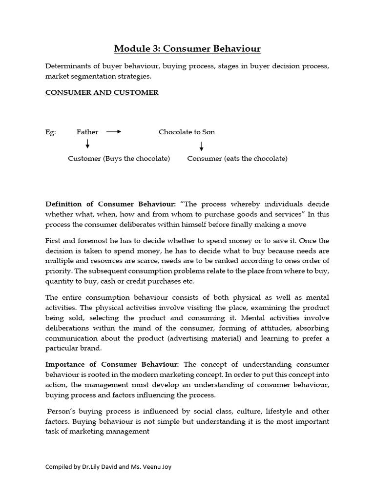Module 3-Consumer Behaviour | PDF | Consumer Behaviour | Behavior