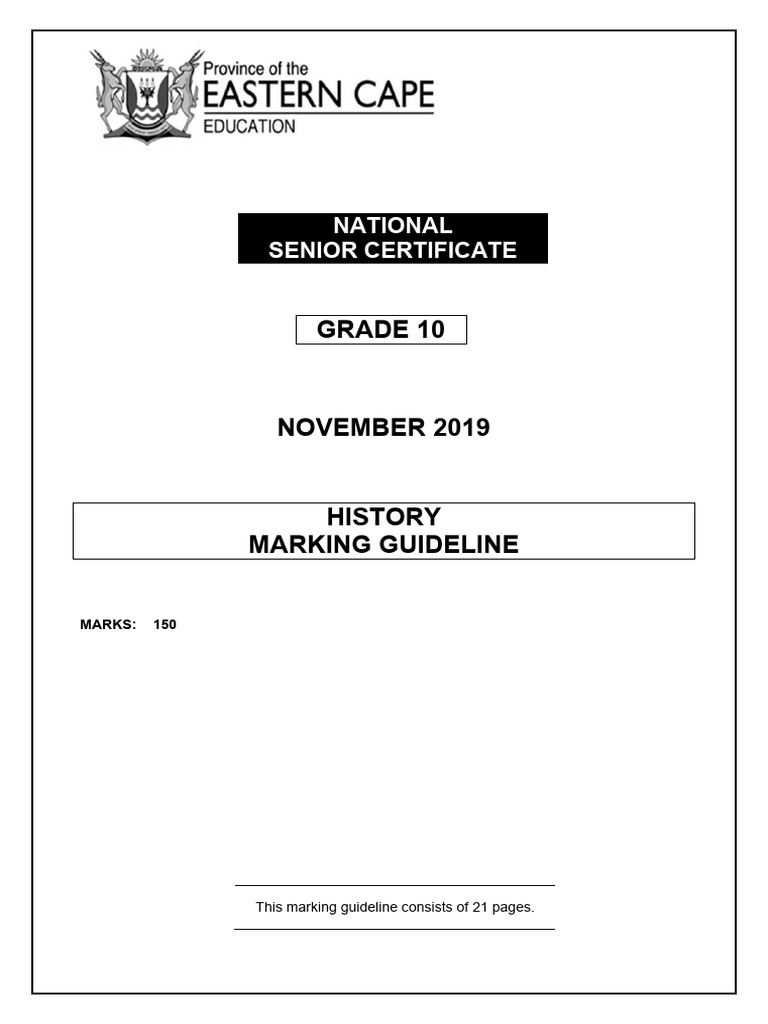 Grade 10 History Marking Guidelines | PDF