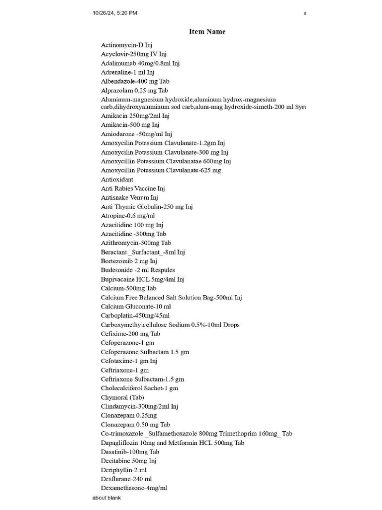 Medicine Stock Availability List 26102024 - Page-0001 | PDF Medicine Stock Availability List 26102024 - Page-0001 | PDF
