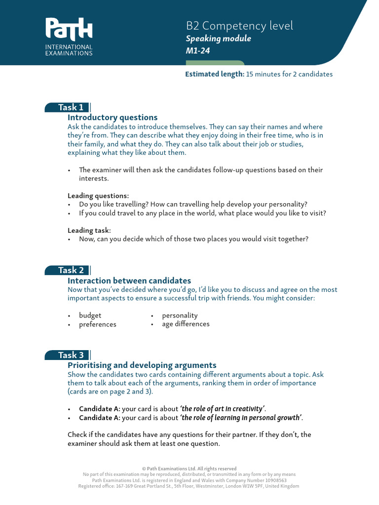 B2 Competency - Speaking Module (M1-24) | PDF | Neuroscience | Psychological Concepts