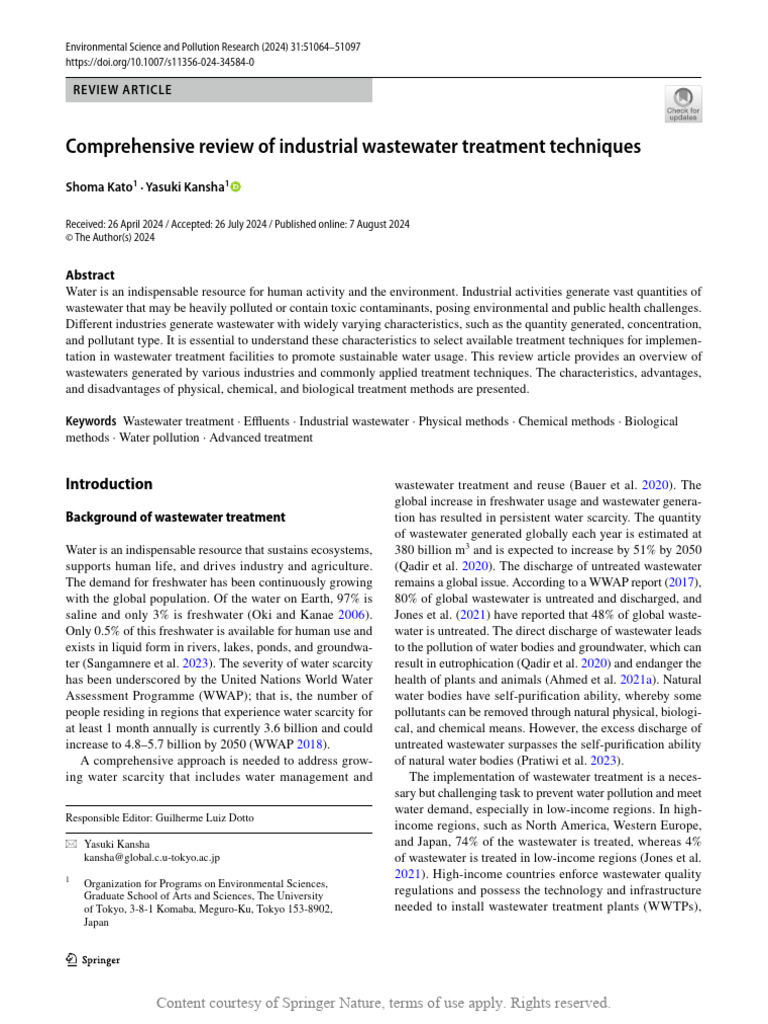 Industrial Wastewater Treatment Review | PDF | Sewage Treatment | Water ...