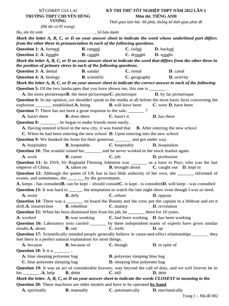 51 66. Đề thi thử THPTQG 2021 trường THPT Hàn Thuyên Bắc Ninh Lần 2 | PDF | Heat Pump ...