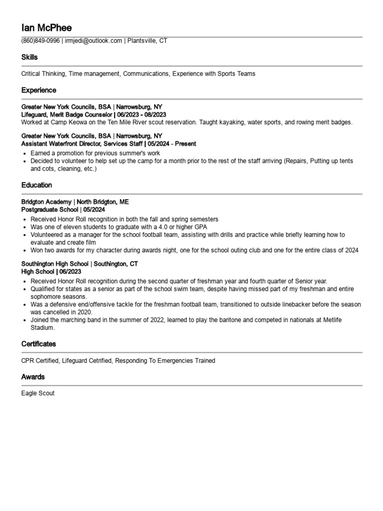 Resume 4 | PDF