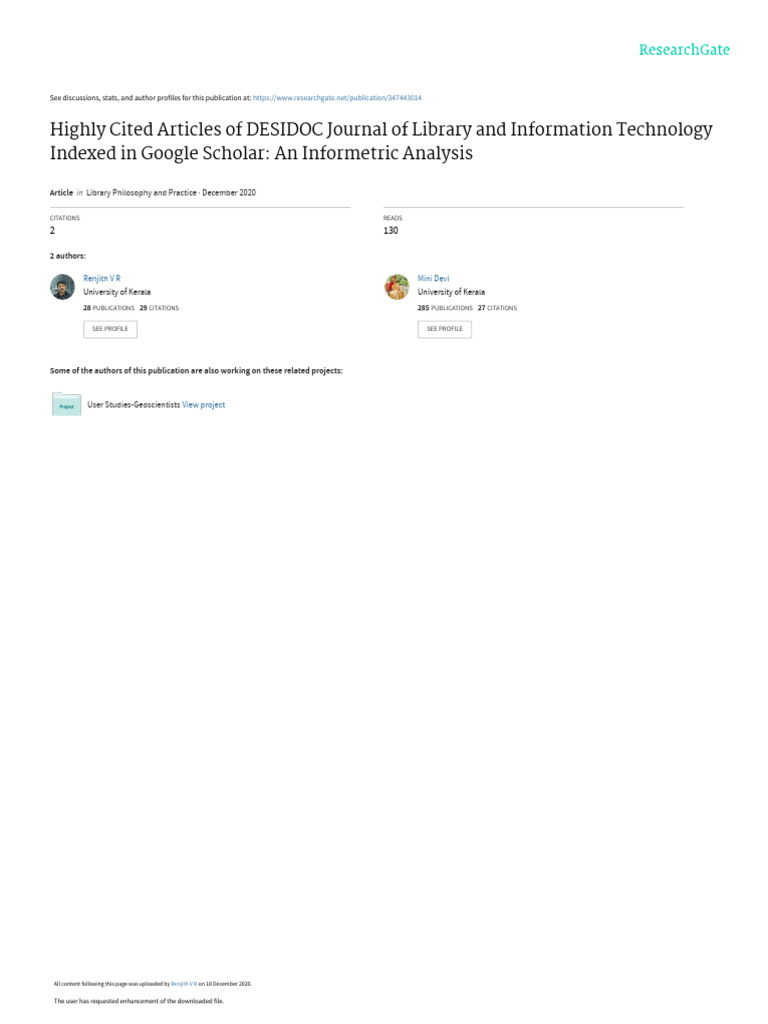 Hly CTD Articles DESIDOC | PDF | Scholarly Communication | Information ...