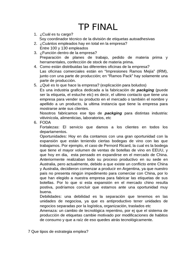 TP FINAL | PDF | Business | Mercado (economía)