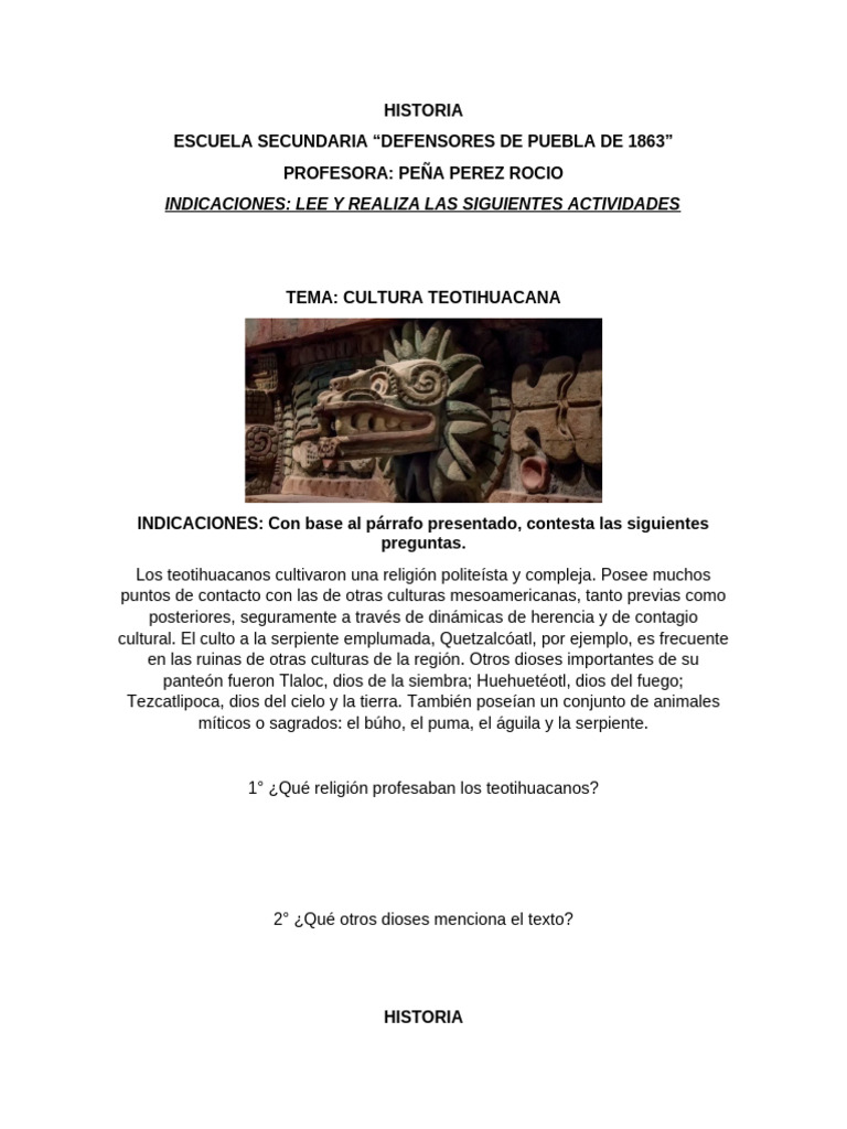 Actividades de Historia 191919 | PDF | México | Mesoamérica