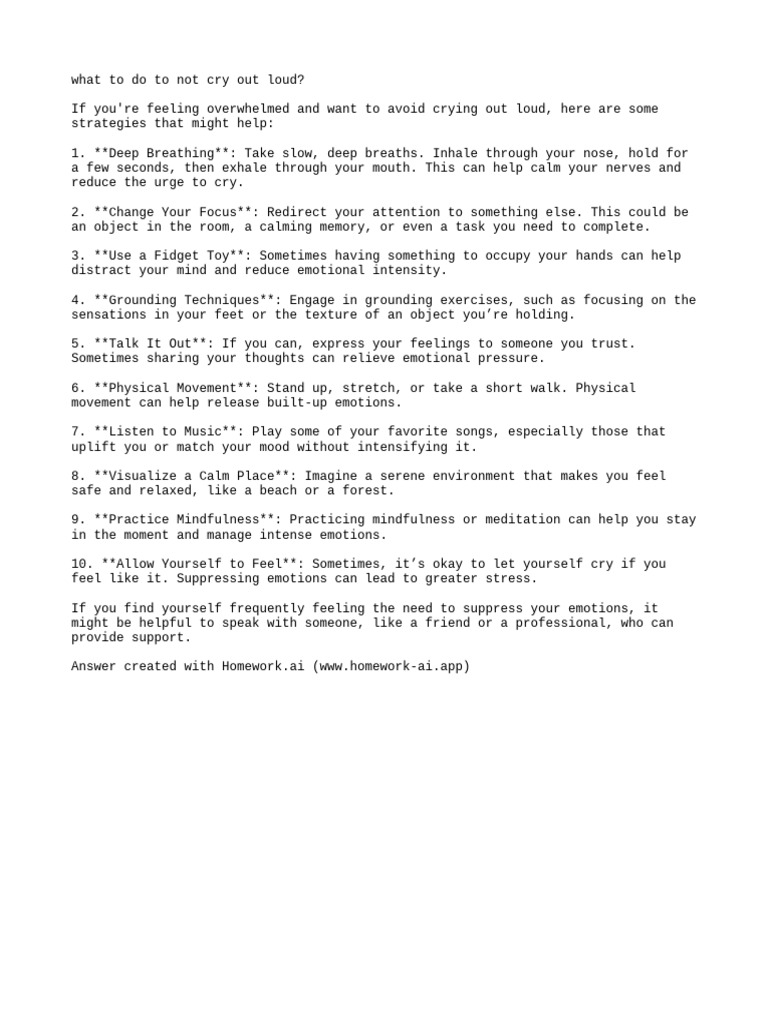 Strategies to Avoid Crying Out Loud | PDF