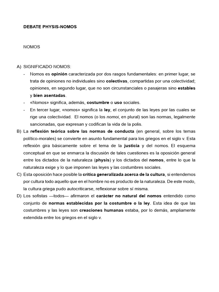 Debate Physis-Nomos | PDF
