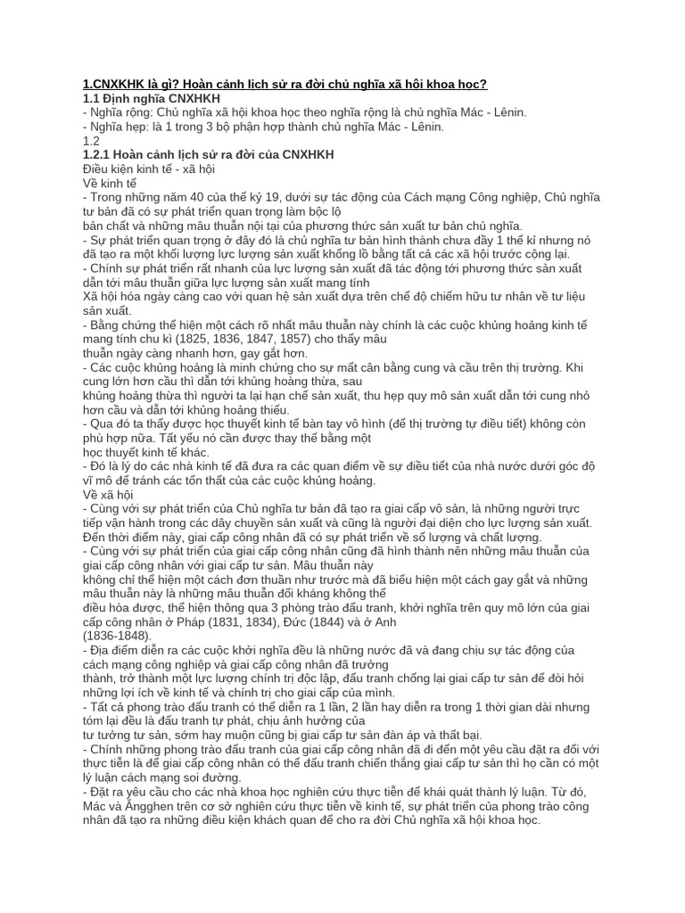 câu hỏi cnxhkh | PDF