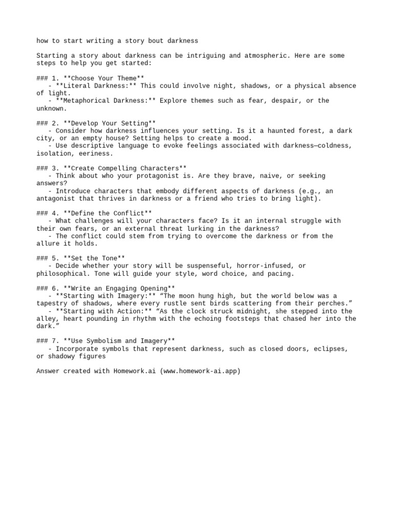 How to Write a Dark Story | PDF