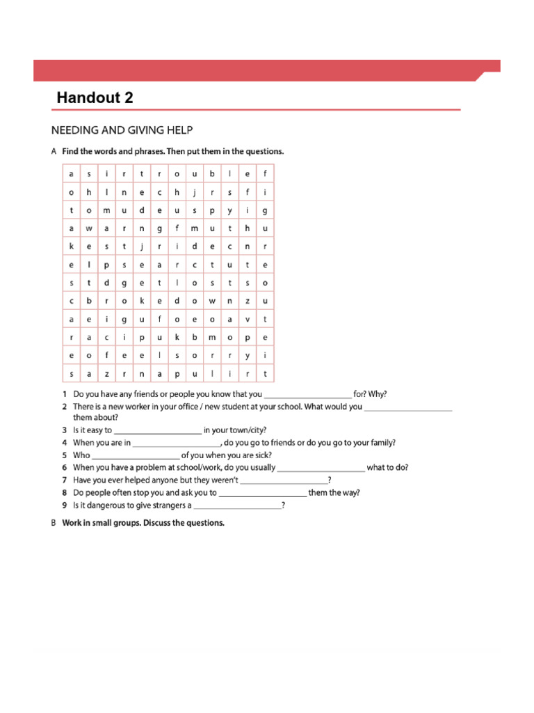 BUS 2.0 Level 3 Lesson Plan 5 Handout 2 | PDF