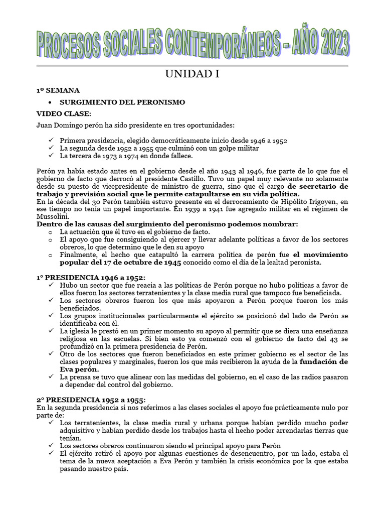 Unidad 1 - Semana 1 Procesos Sociales 2023 | PDF | Política