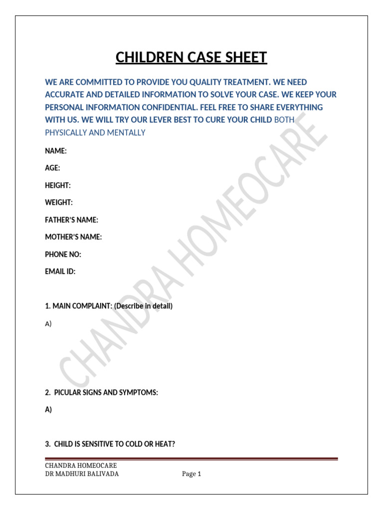 Children Questionnaire | PDF | Cough | Extraversion And Introversion