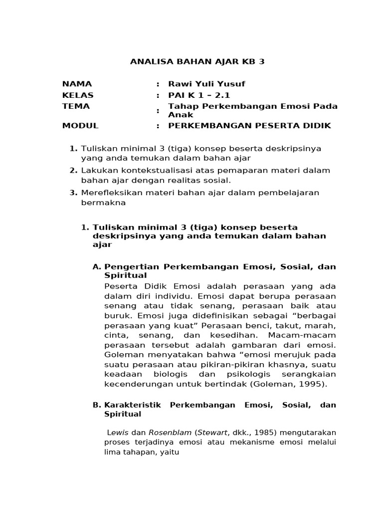 Analisa Bahan Ajar KB 3 | PDF