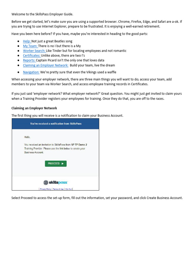 Welcome To The SkillsPass Employer Guide | PDF | Computing | Software
