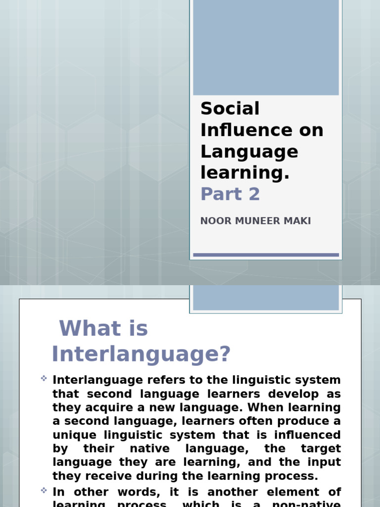 Social Influence On Language Learning | PDF | Second Language ...
