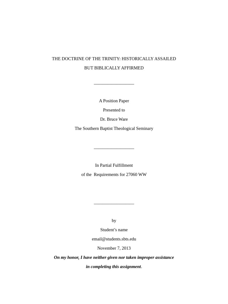 Position Paper Example 03 | PDF | Trinity | Arianism