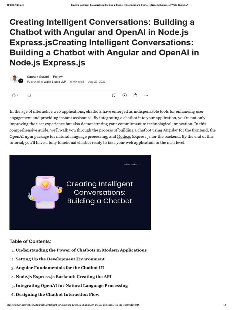 Creating Intelligent Conversations Building A Chatbot With Angular and OpenAI in Node - Js | PDF ...