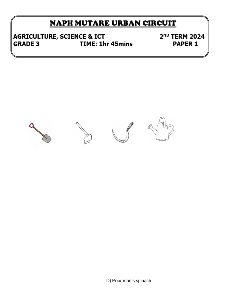 NAPH Mutare Urban Question Papers 2nd Term 2024 | PDF | Manure | Soil