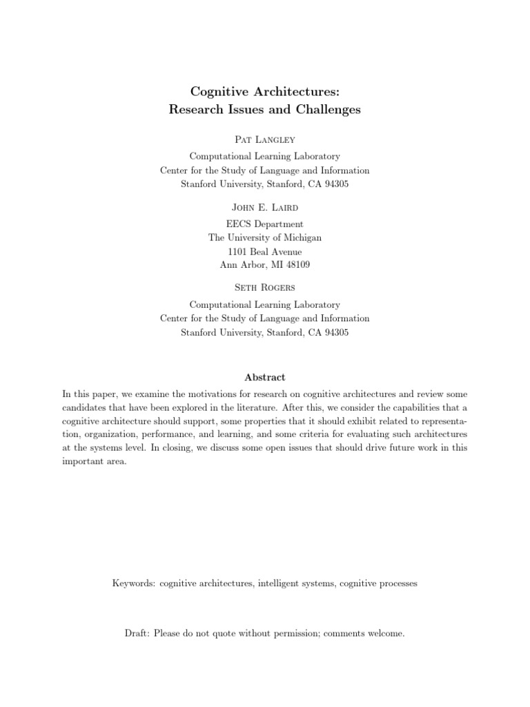Cognitive Architecture | PDF | Perception | Inference Cognitive Architecture | PDF | Perception | Inference